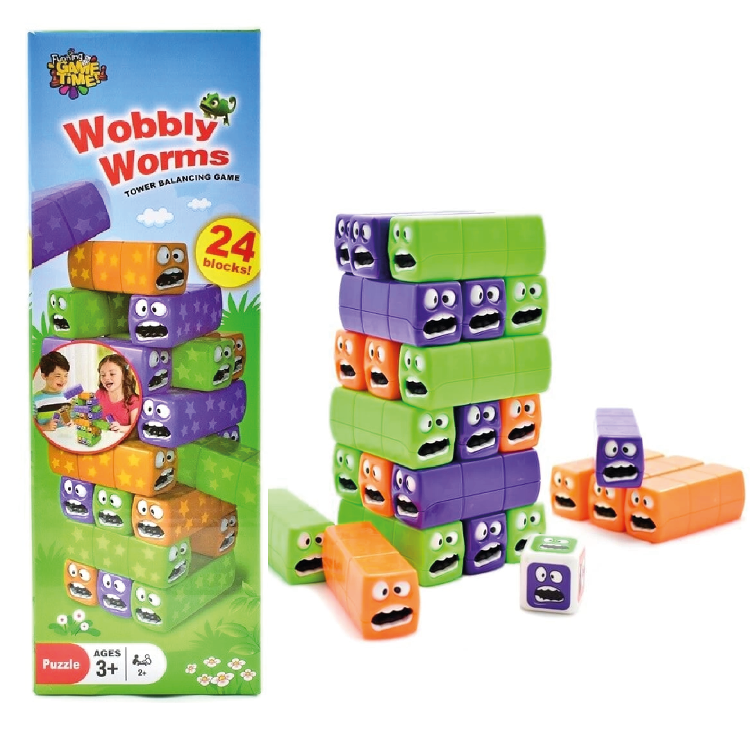 Juego de Mesa Jenga Wobbly Worms – Ingenio Destreza Mental